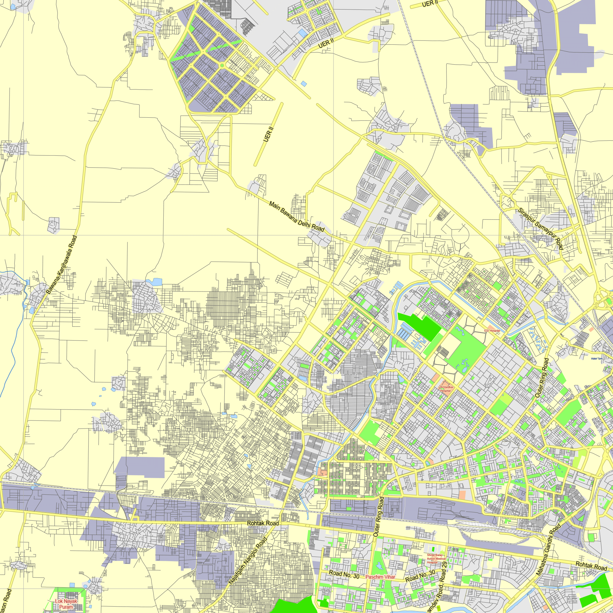 Delhi India editable layered PDF Vector Map