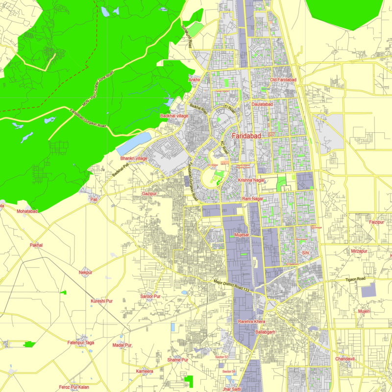 Delhi India editable layered PDF Vector Map