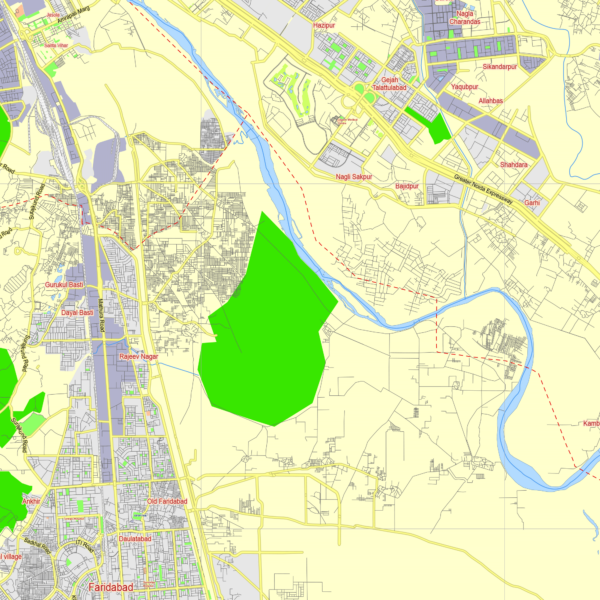 Delhi India editable layered PDF Vector Map – Maps in Vector: Detailed ...