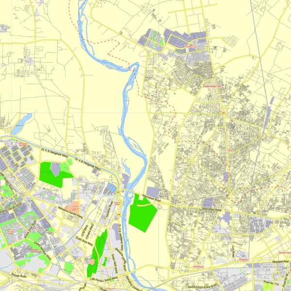 Delhi India editable layered PDF Vector Map – Maps in Vector: Detailed ...