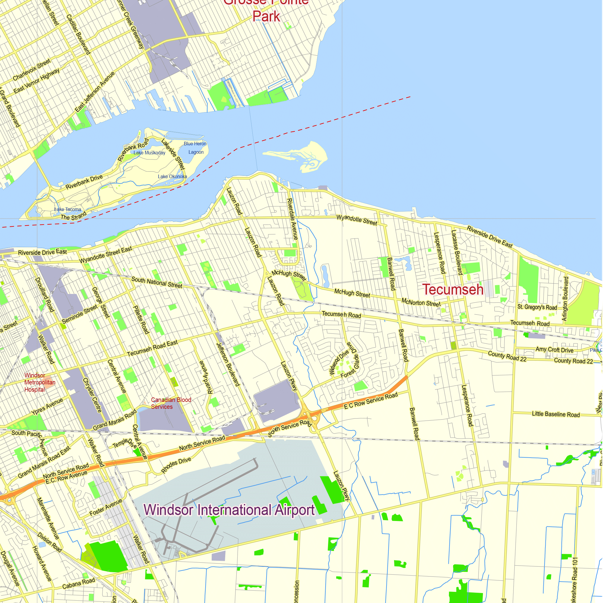 Detroit Michigan US editable layered PDF Vector Map – Maps in Vector ...