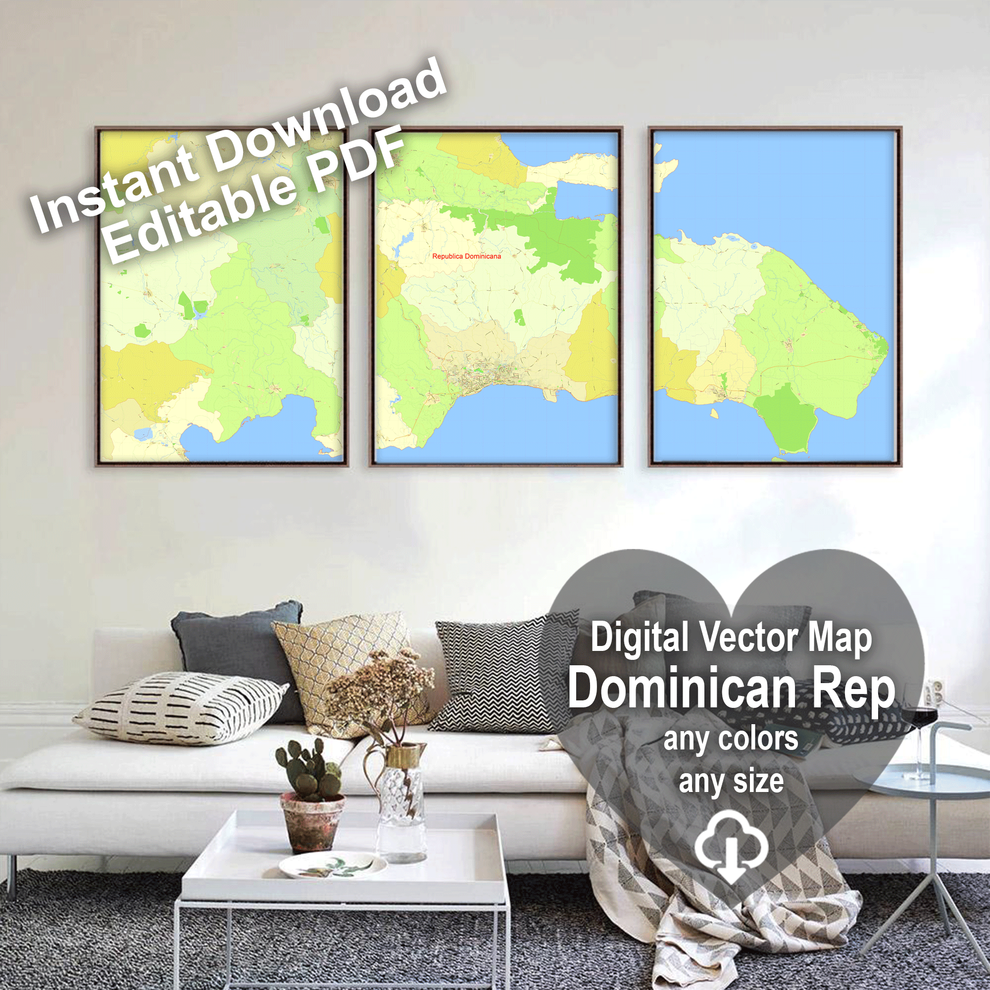 Dominican Republic editable layered PDF Vector Map