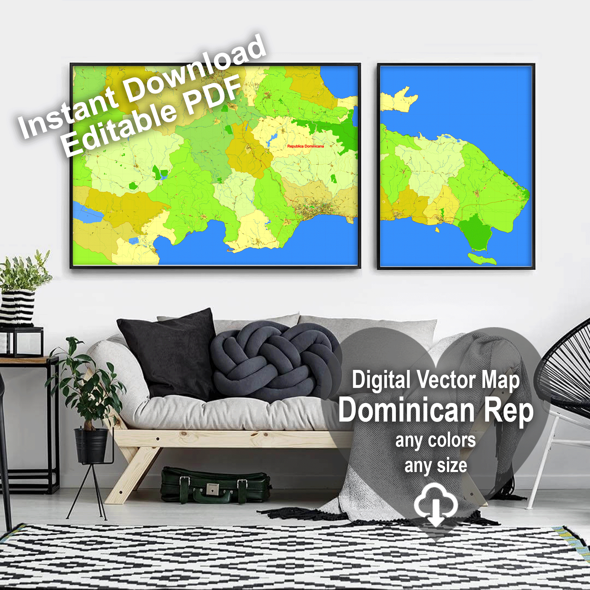 Dominican Republic editable layered PDF Vector Map