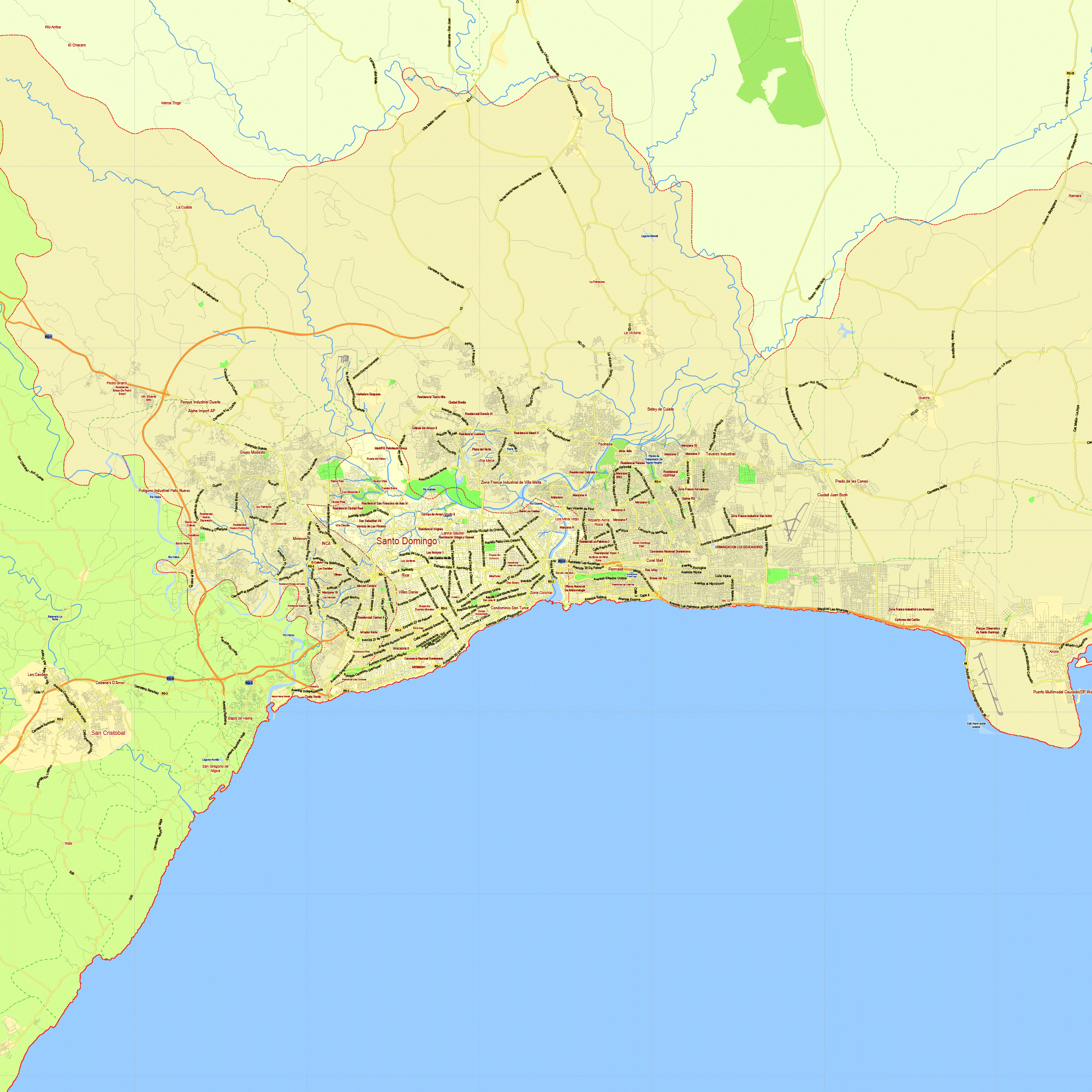 Dominican Republic editable layered PDF Vector Map