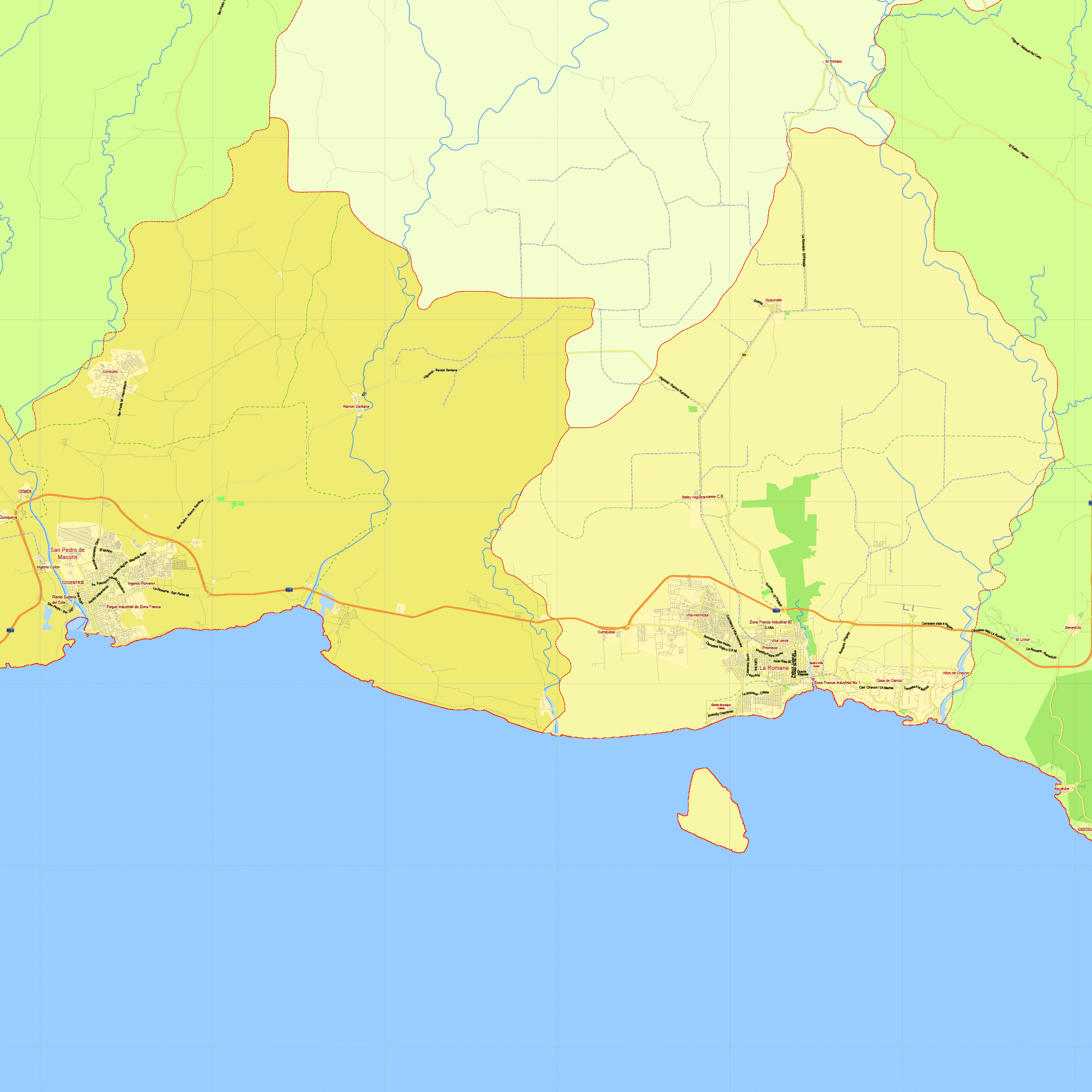 Dominican Republic editable layered PDF Vector Map