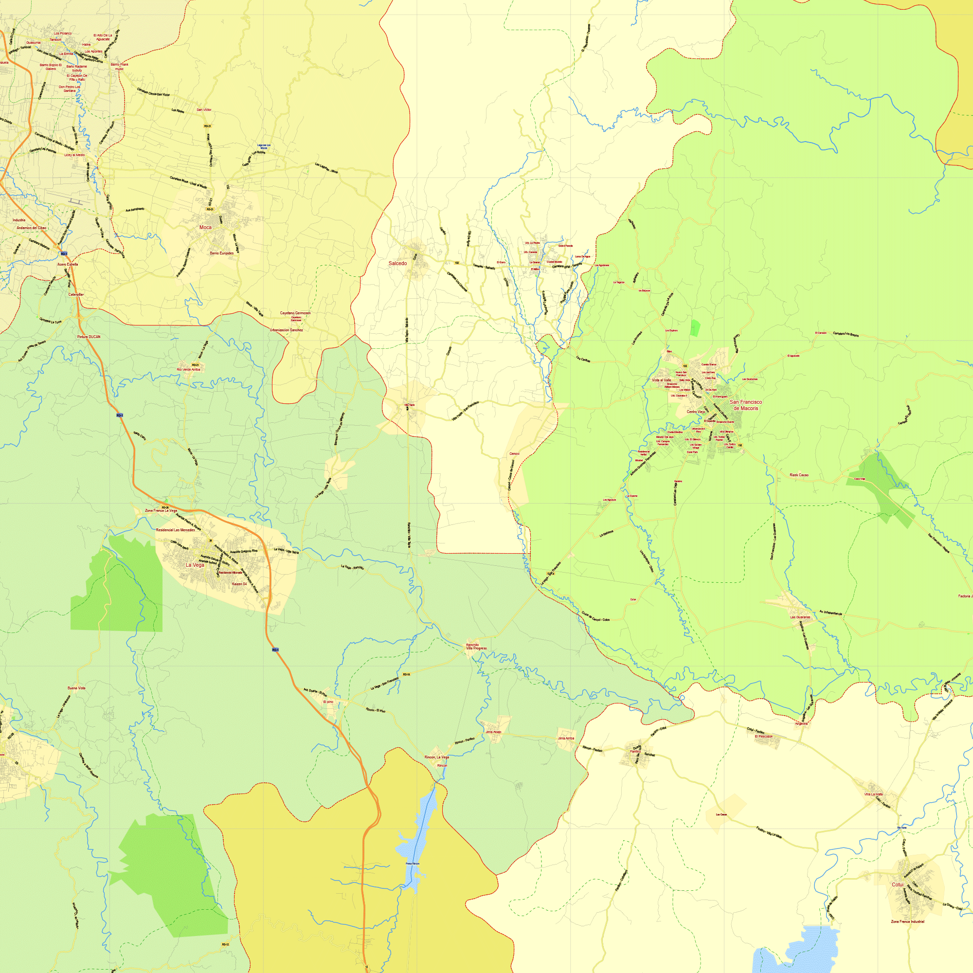 Dominican Republic editable layered PDF Vector Map
