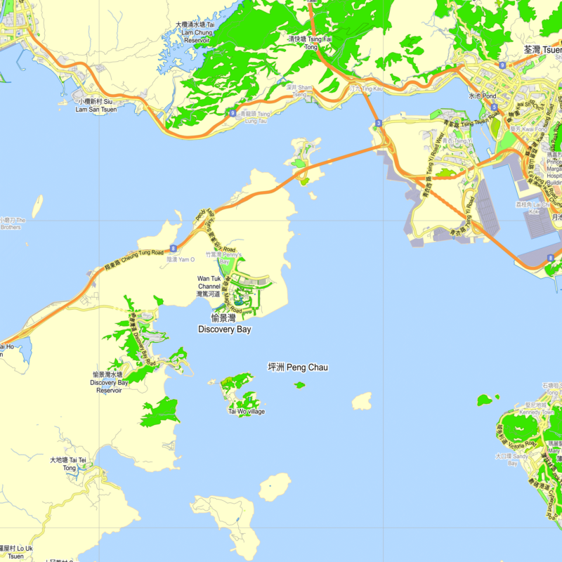 Hong Kong Shenzhen China editable layered PDF Vector Map – Maps in ...