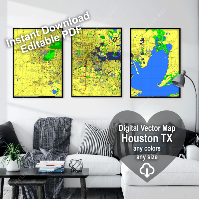 Houston Texas US editable layered PDF Vector Map