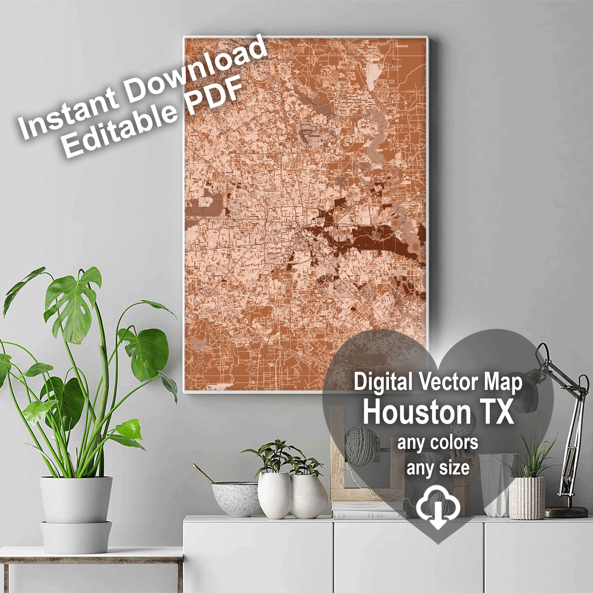 Houston Texas US editable layered PDF Vector Map – Maps in Vector ...