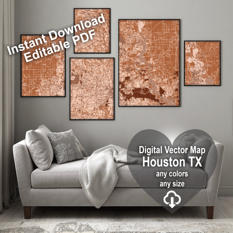 Houston Texas US editable layered PDF Vector Map – Maps in Vector ...