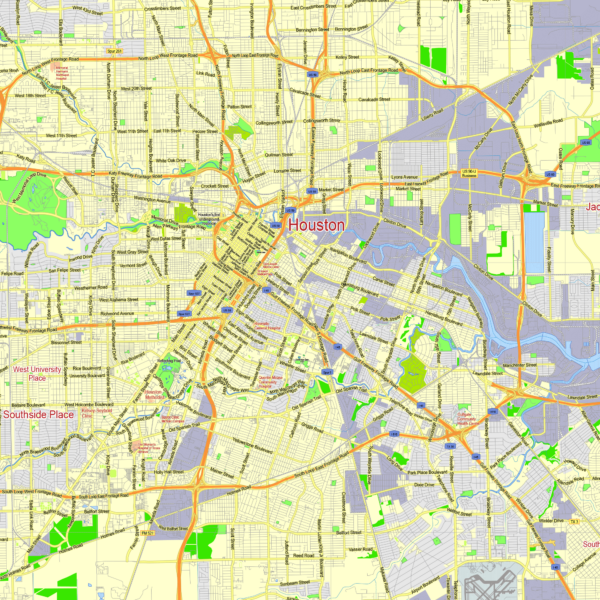 Houston Texas US editable layered PDF Vector Map – Maps in Vector ...