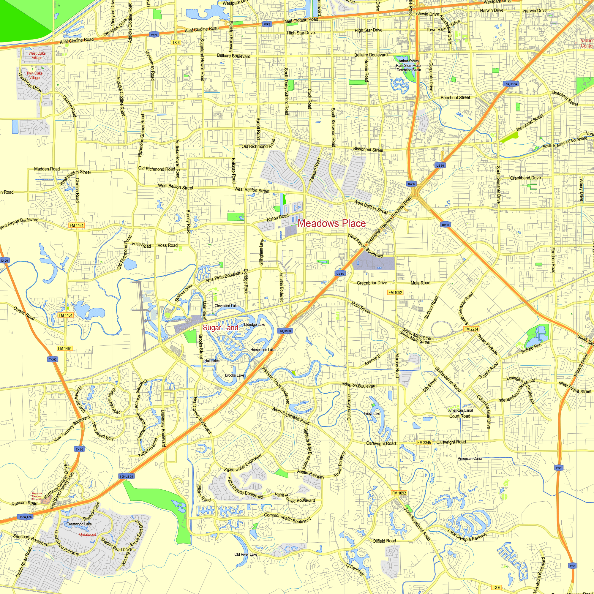 Houston Texas US editable layered PDF Vector Map – Maps in Vector ...
