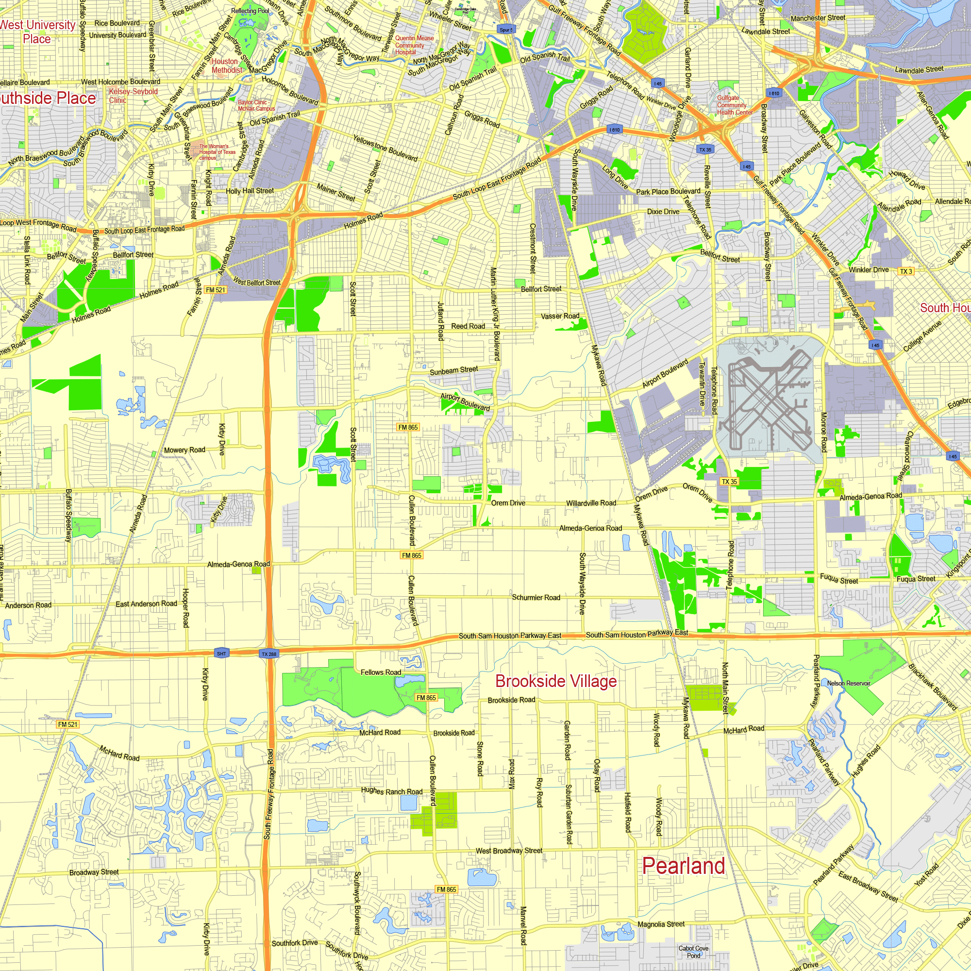Houston Texas US editable layered PDF Vector Map – Maps in Vector ...
