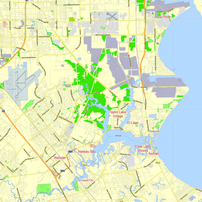 Houston Texas US editable layered PDF Vector Map – Maps in Vector ...