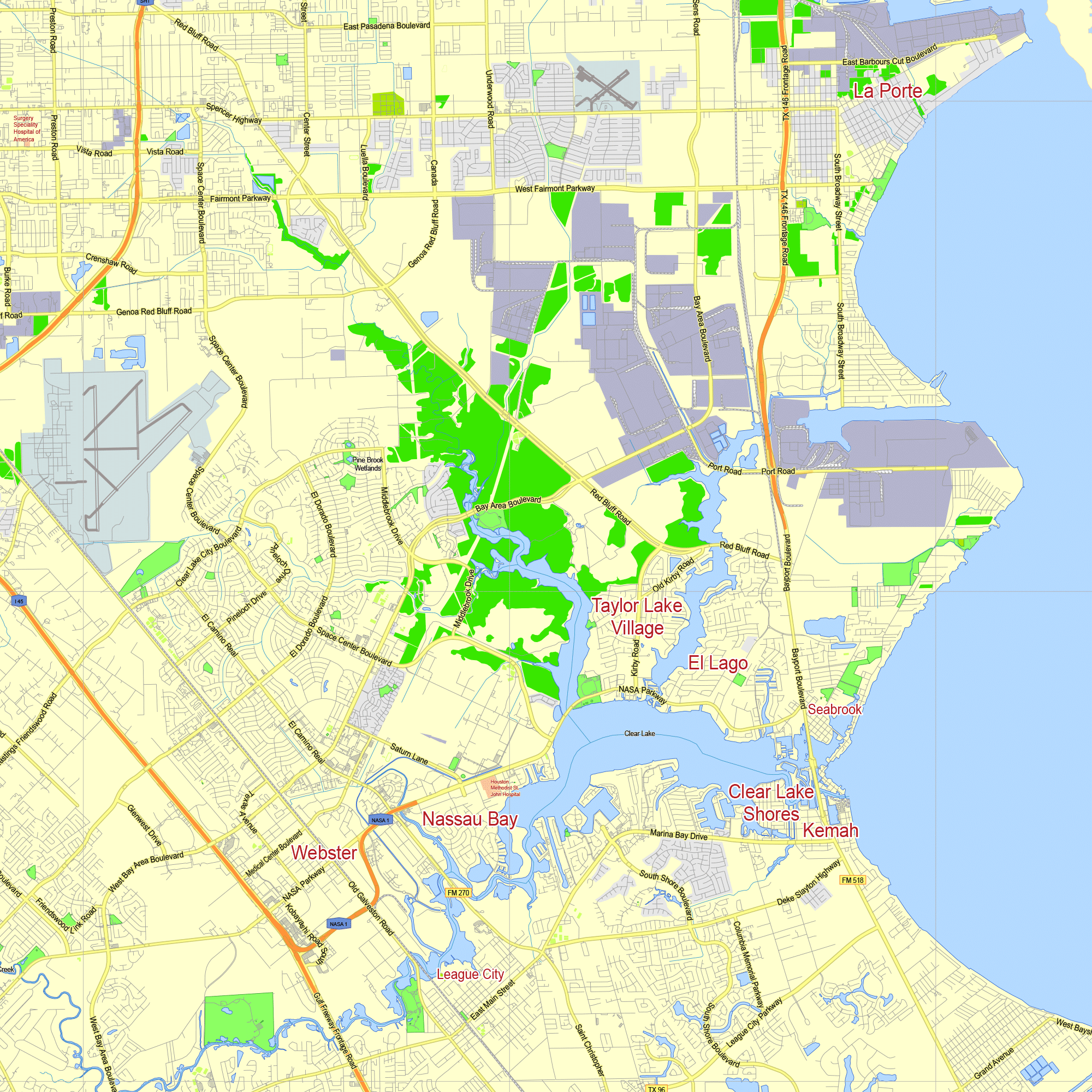 Houston Texas US editable layered PDF Vector Map – Maps in Vector ...