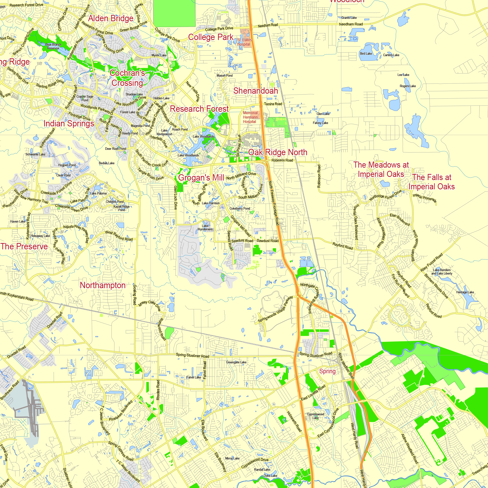 Houston Texas US editable layered PDF Vector Map – Maps in Vector ...