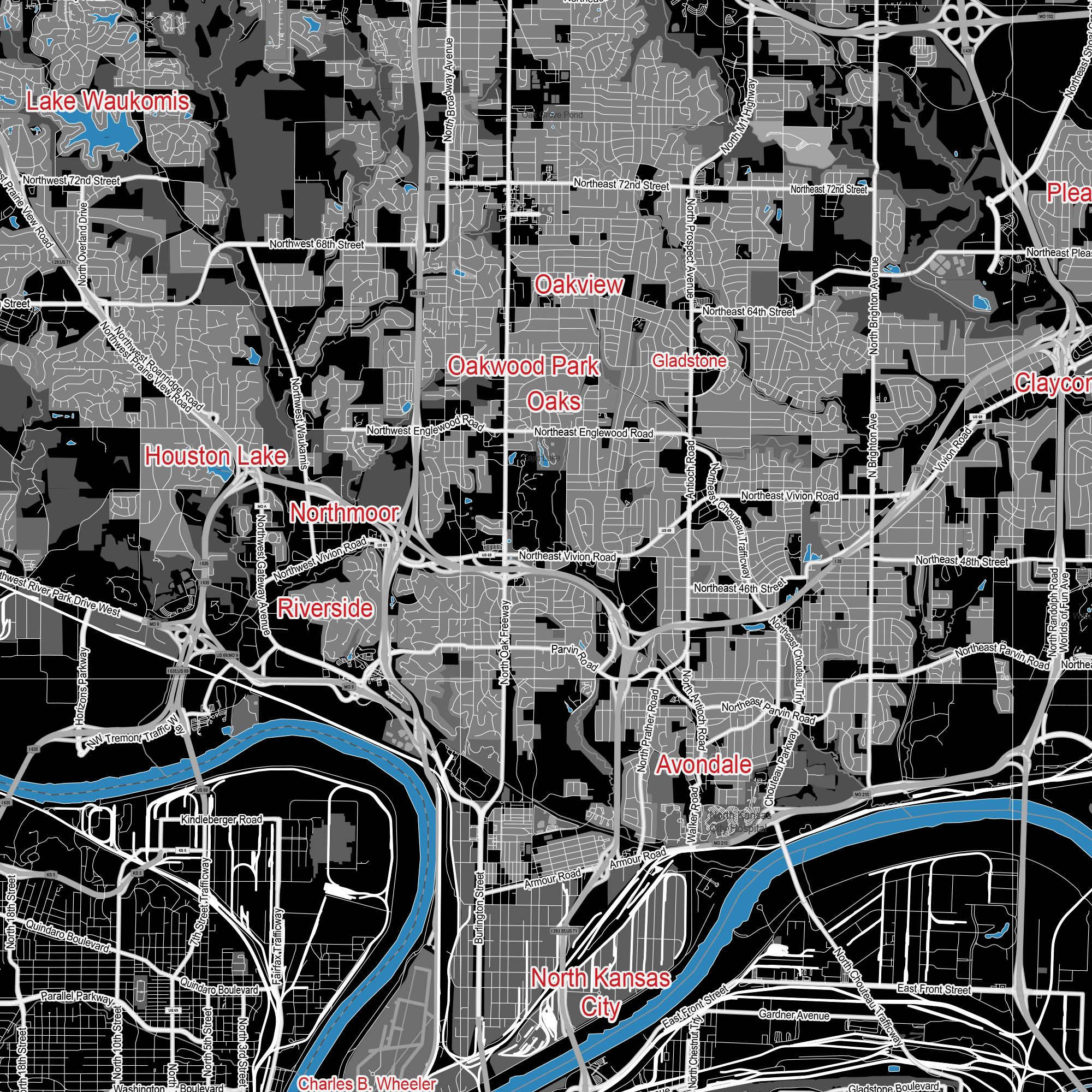 Kansas City Missouri US editable layered PDF Vector Map – Maps in ...