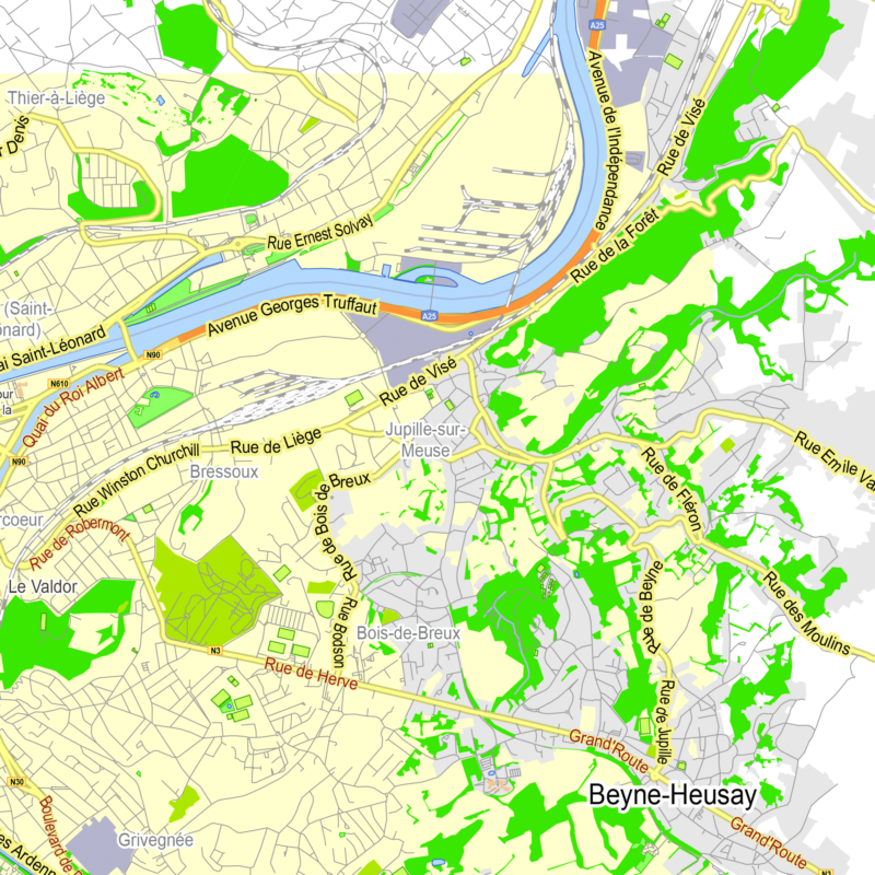Liege Belgium editable layered PDF Vector Map – Maps in Vector ...