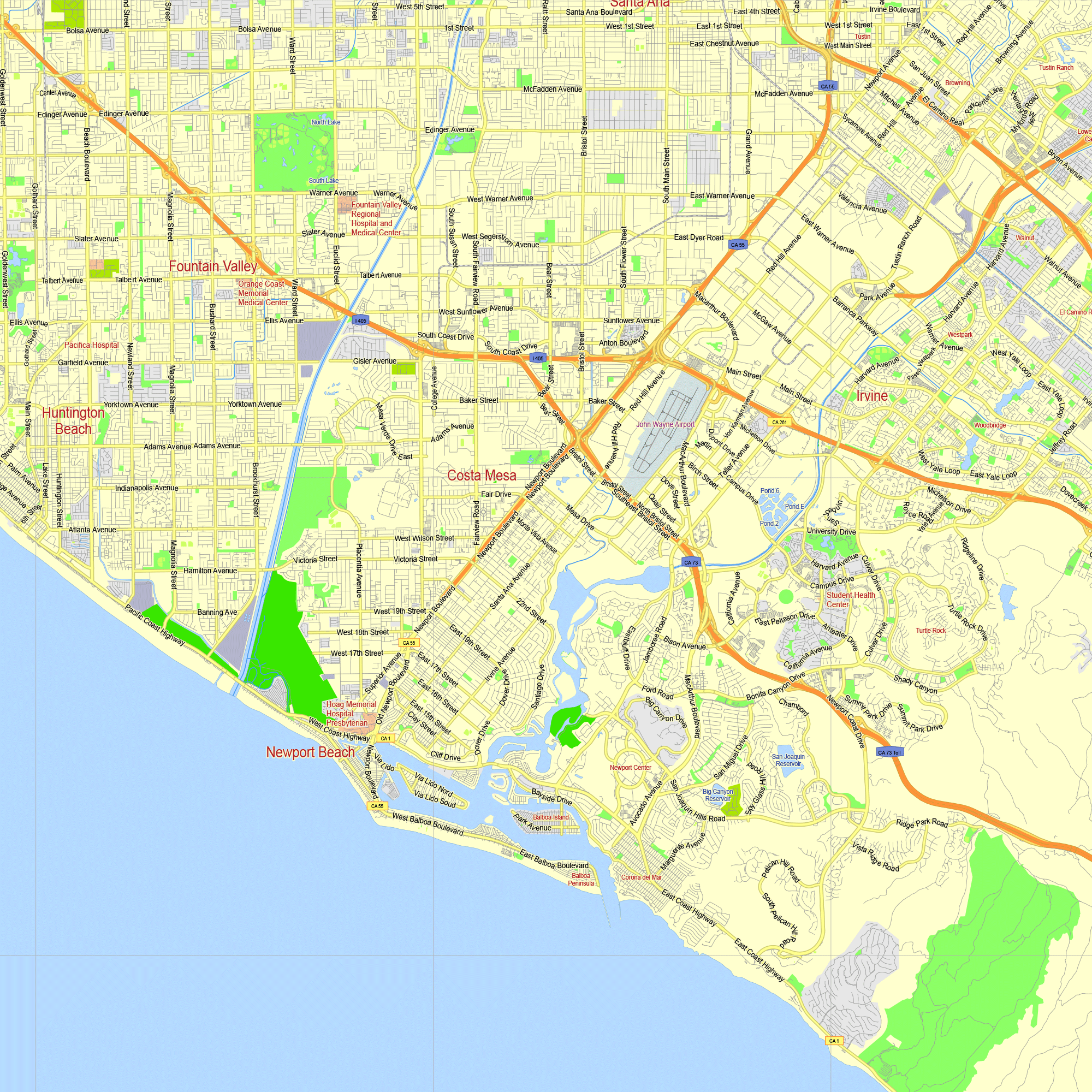 Los Angeles California US editable layered PDF Vector Map – Maps in ...