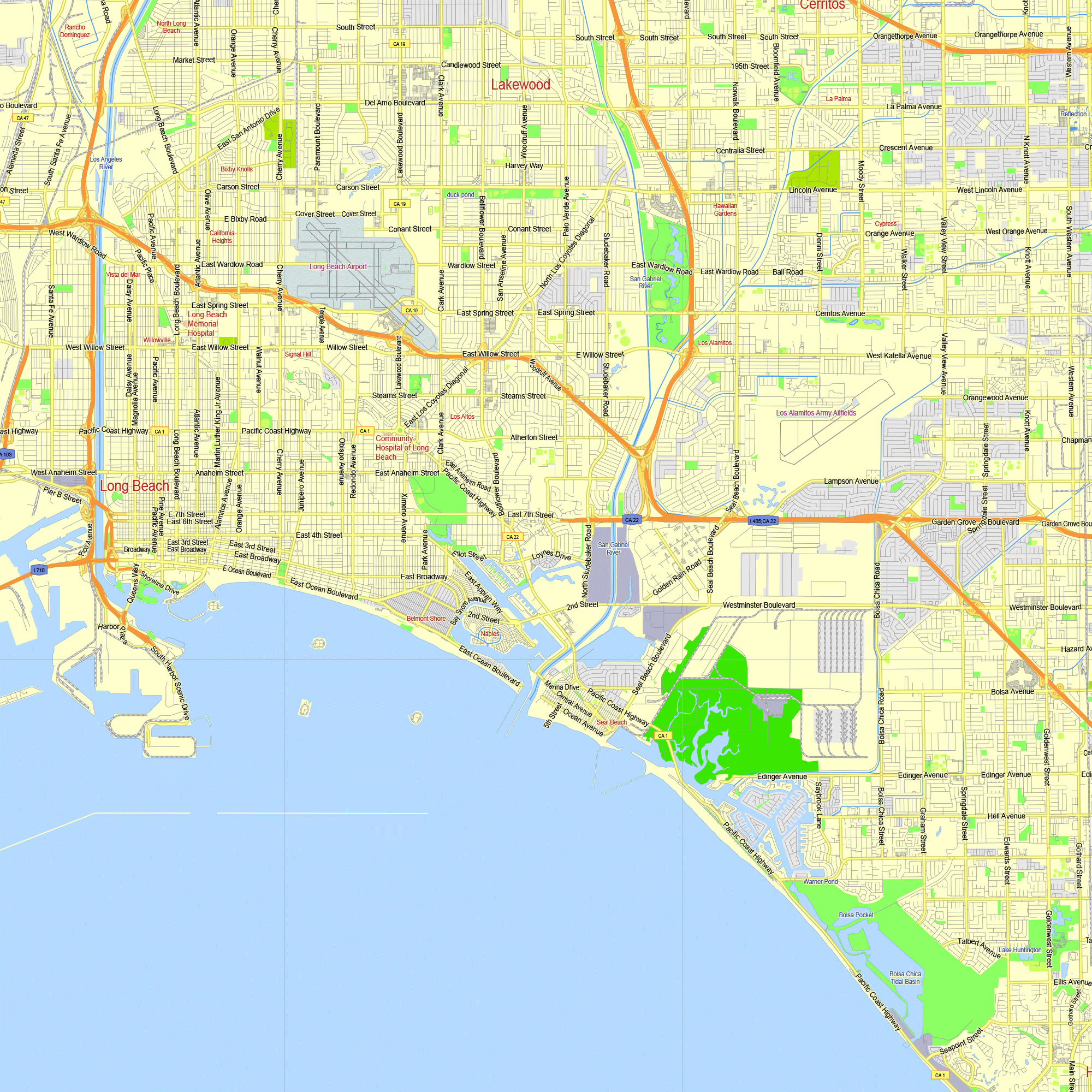 Los Angeles California US editable layered PDF Vector Map – Maps in ...