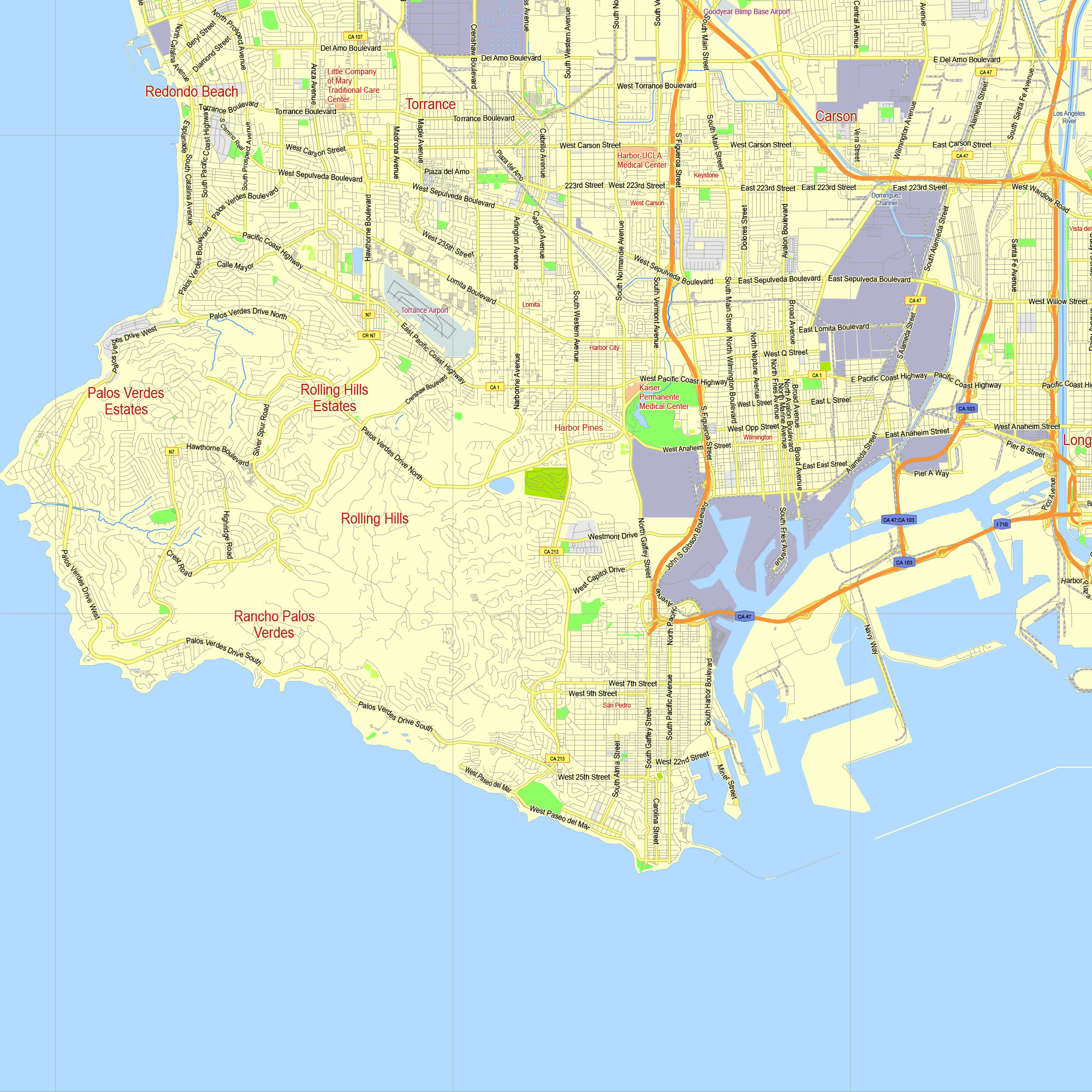 Los Angeles California US editable layered PDF Vector Map – Maps in ...