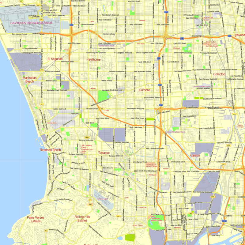 Los Angeles California US editable layered PDF Vector Map – Maps in ...