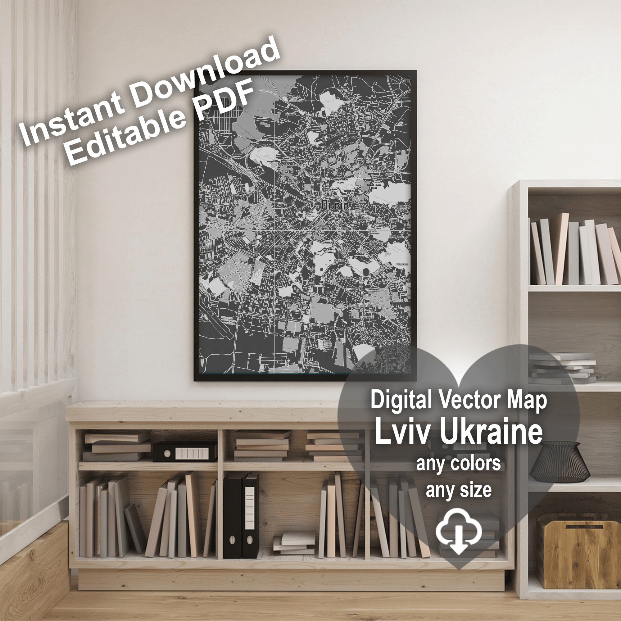 Lviv Ukraine editable layered PDF Vector Map Lviv Ukraine editable layered PDF Vector Map