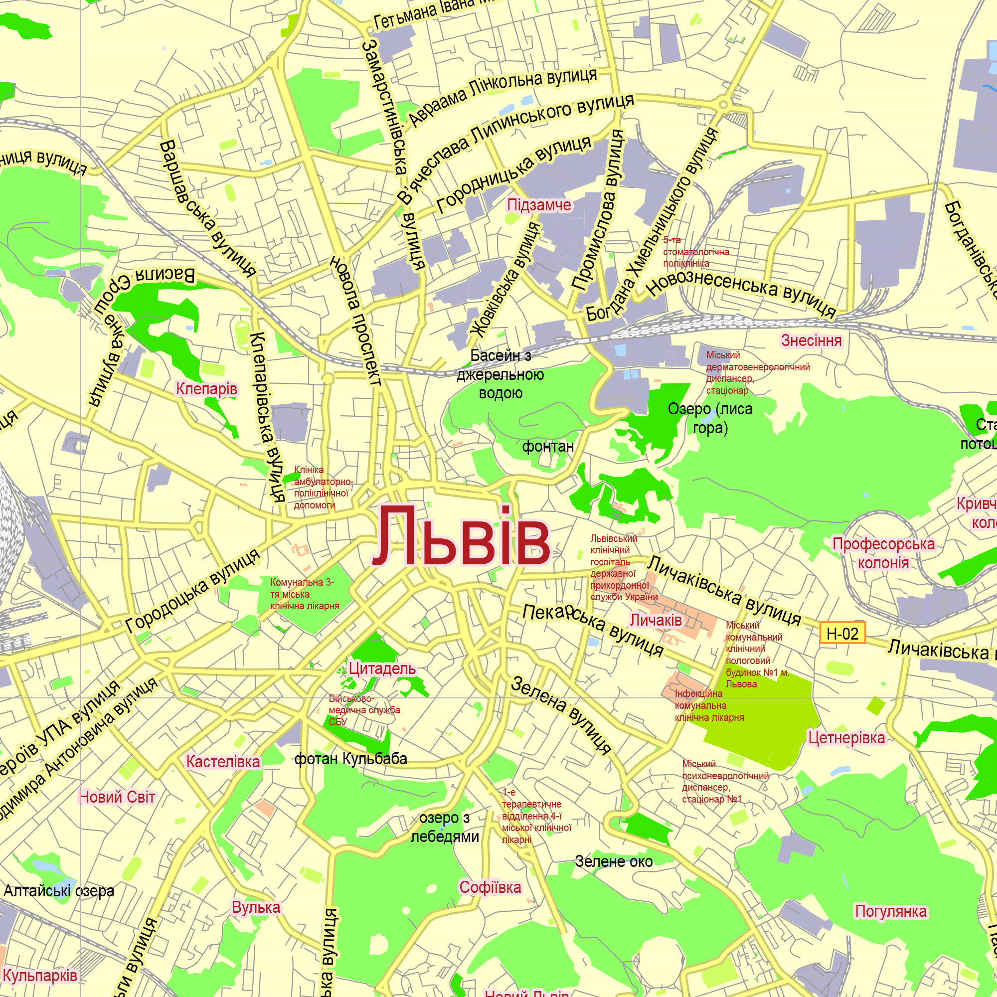 Lviv Ukraine editable layered PDF Vector Map Lviv Ukraine editable layered PDF Vector Map