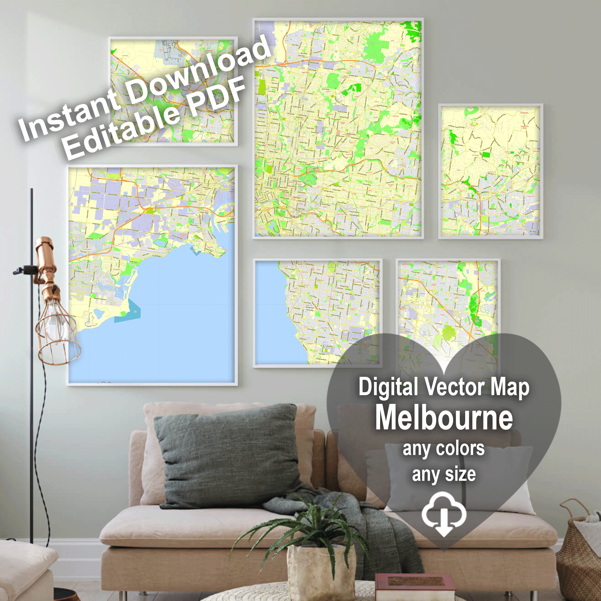 Melbourne Australia editable layered PDF Vector Map Version 22 https ...