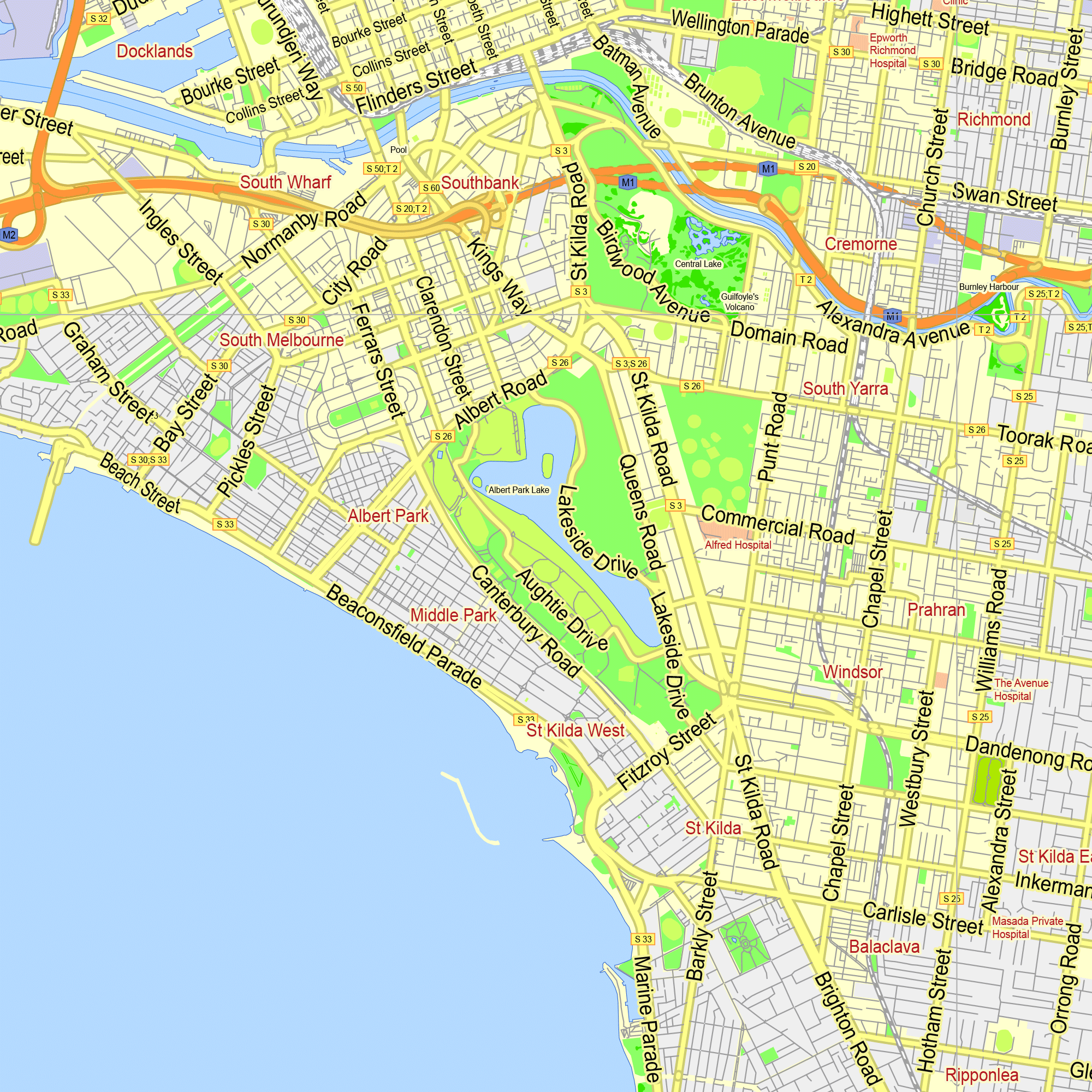 Melbourne Australia editable layered PDF Vector Map Version 22 – Maps ...