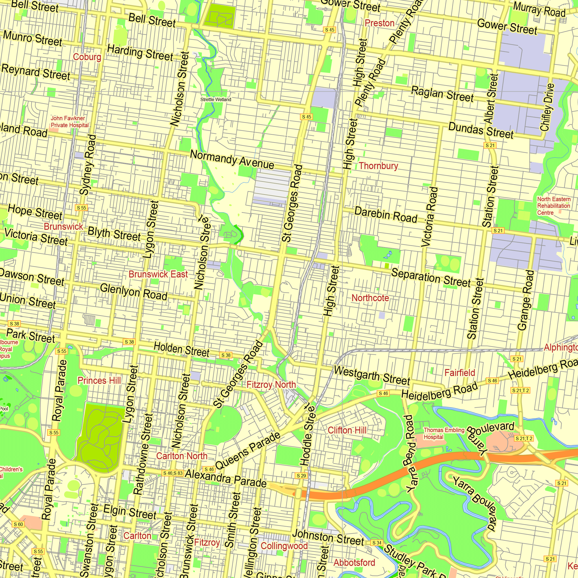 Melbourne Australia editable layered PDF Vector Map Version 22 – Maps ...