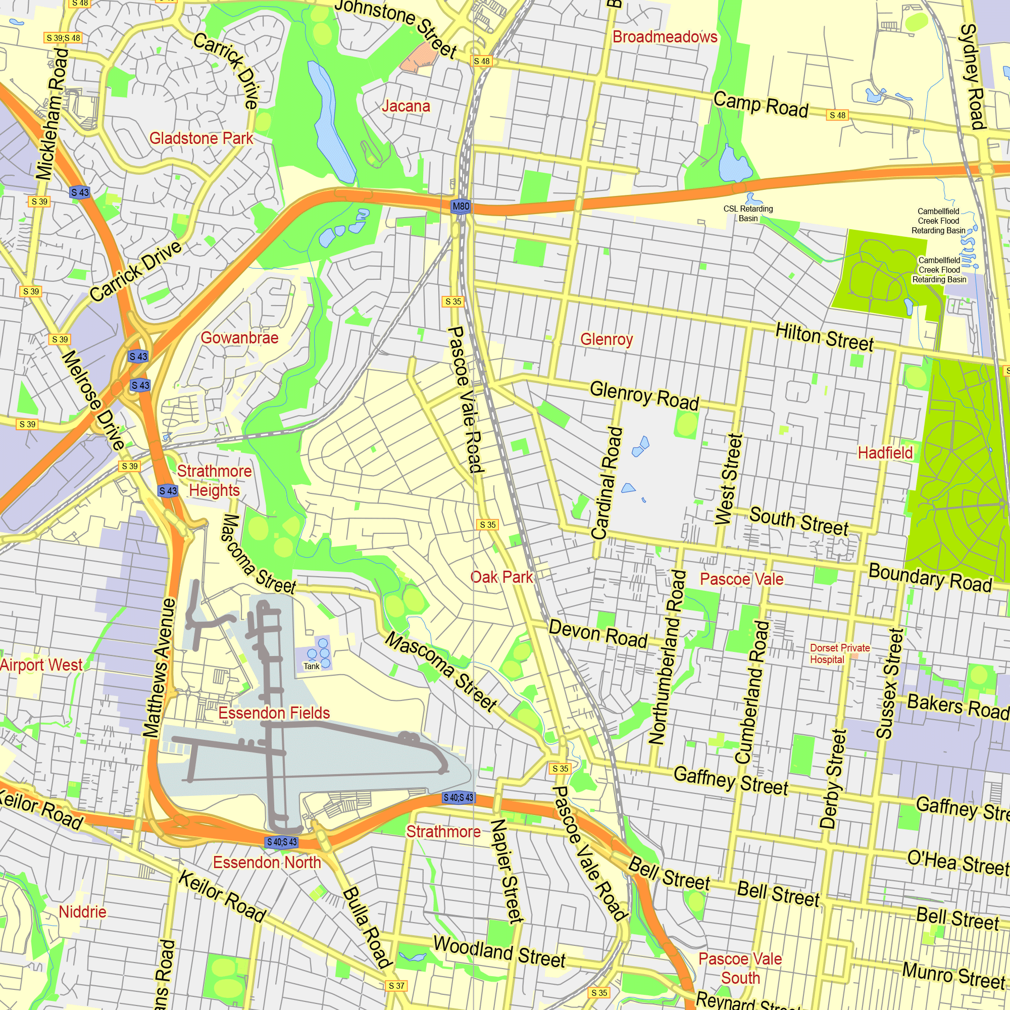 Melbourne Australia editable layered PDF Vector Map Version 22 – Maps ...