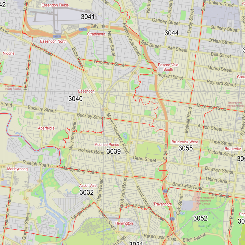 Melbourne Australia editable layered PDF Vector Map Version 33 zipcodes ...