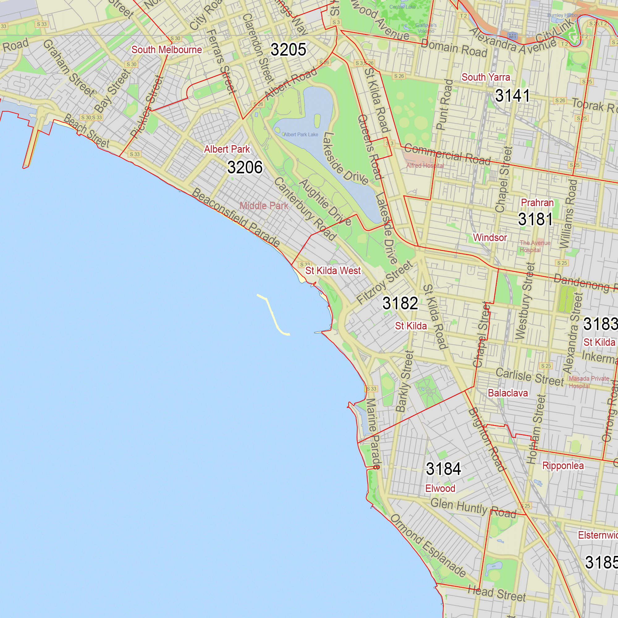 Melbourne Australia editable layered PDF Vector Map Version 33 zipcodes ...