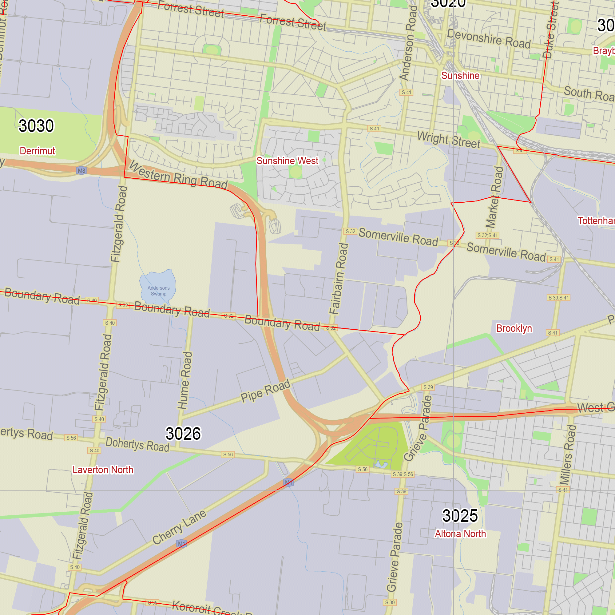Melbourne Australia editable layered PDF Vector Map Version 33 zipcodes ...