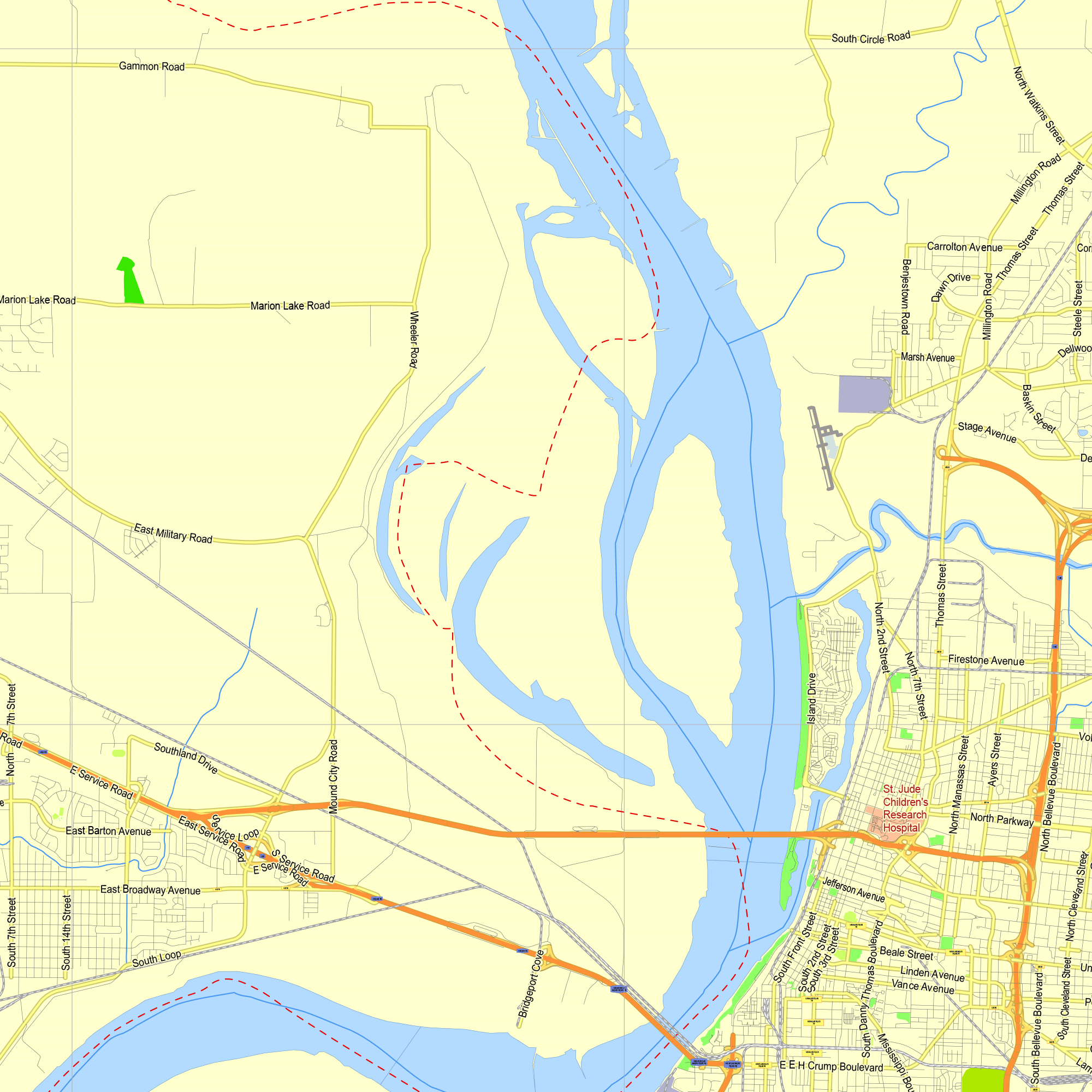 Memphis Tennessee US editable layered PDF Vector Map – Maps in Vector ...