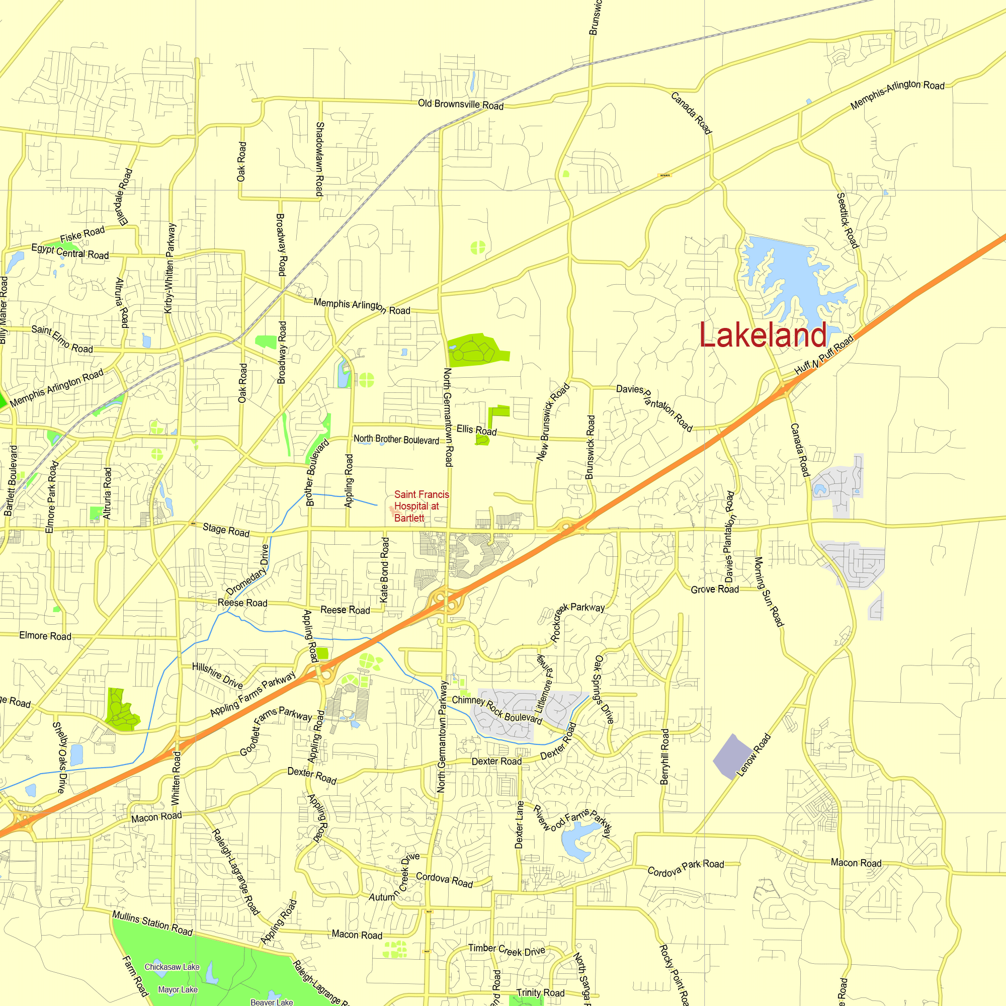 Memphis Tennessee US editable layered PDF Vector Map – Maps in Vector ...