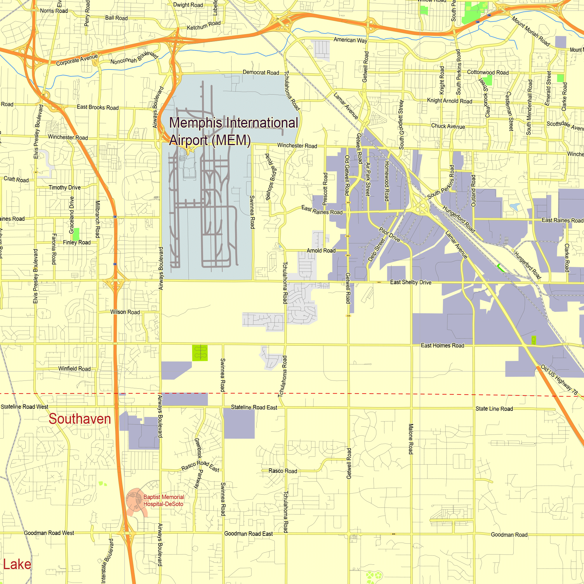 Memphis Tennessee US editable layered PDF Vector Map – Maps in Vector ...