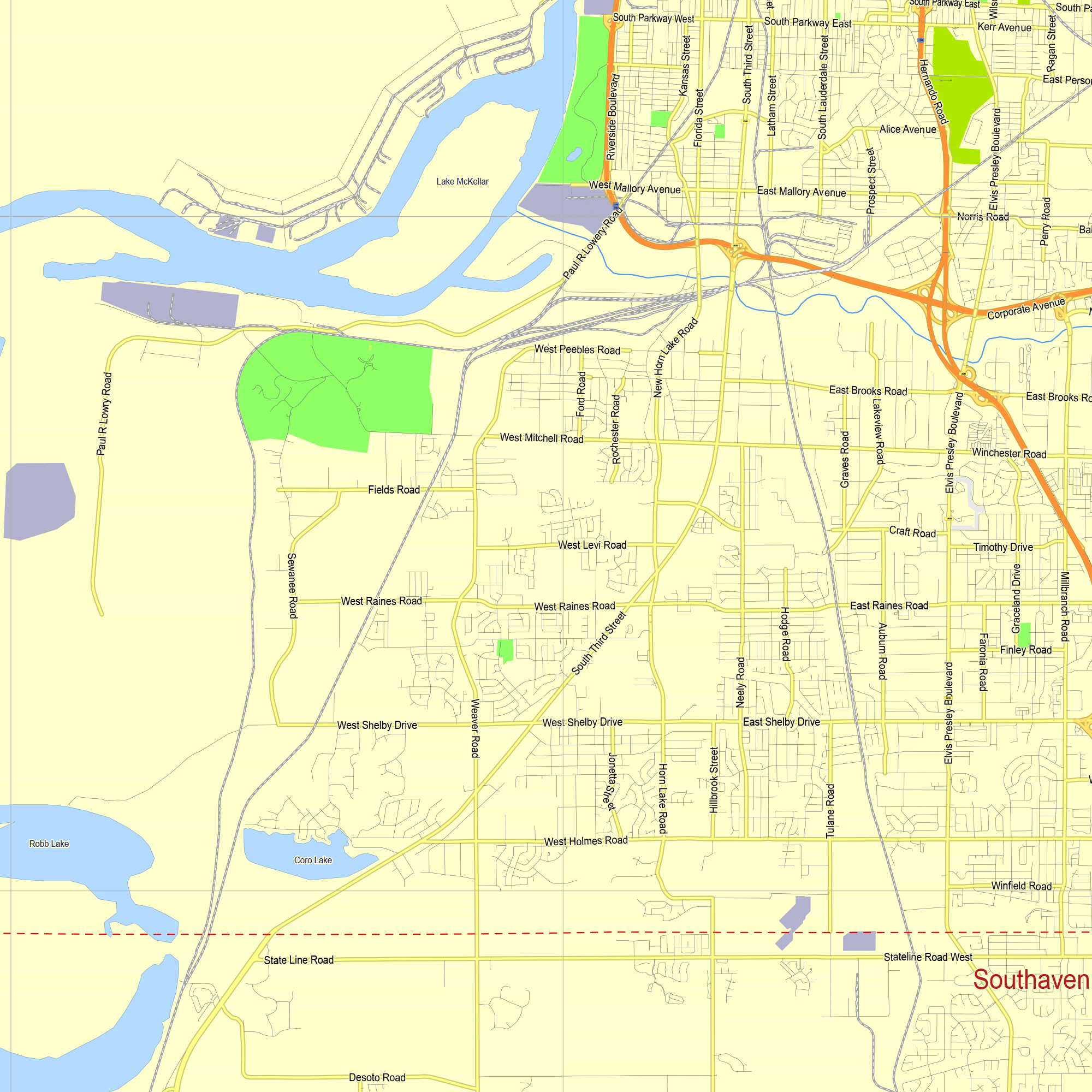 Memphis Tennessee US editable layered PDF Vector Map – Maps in Vector ...