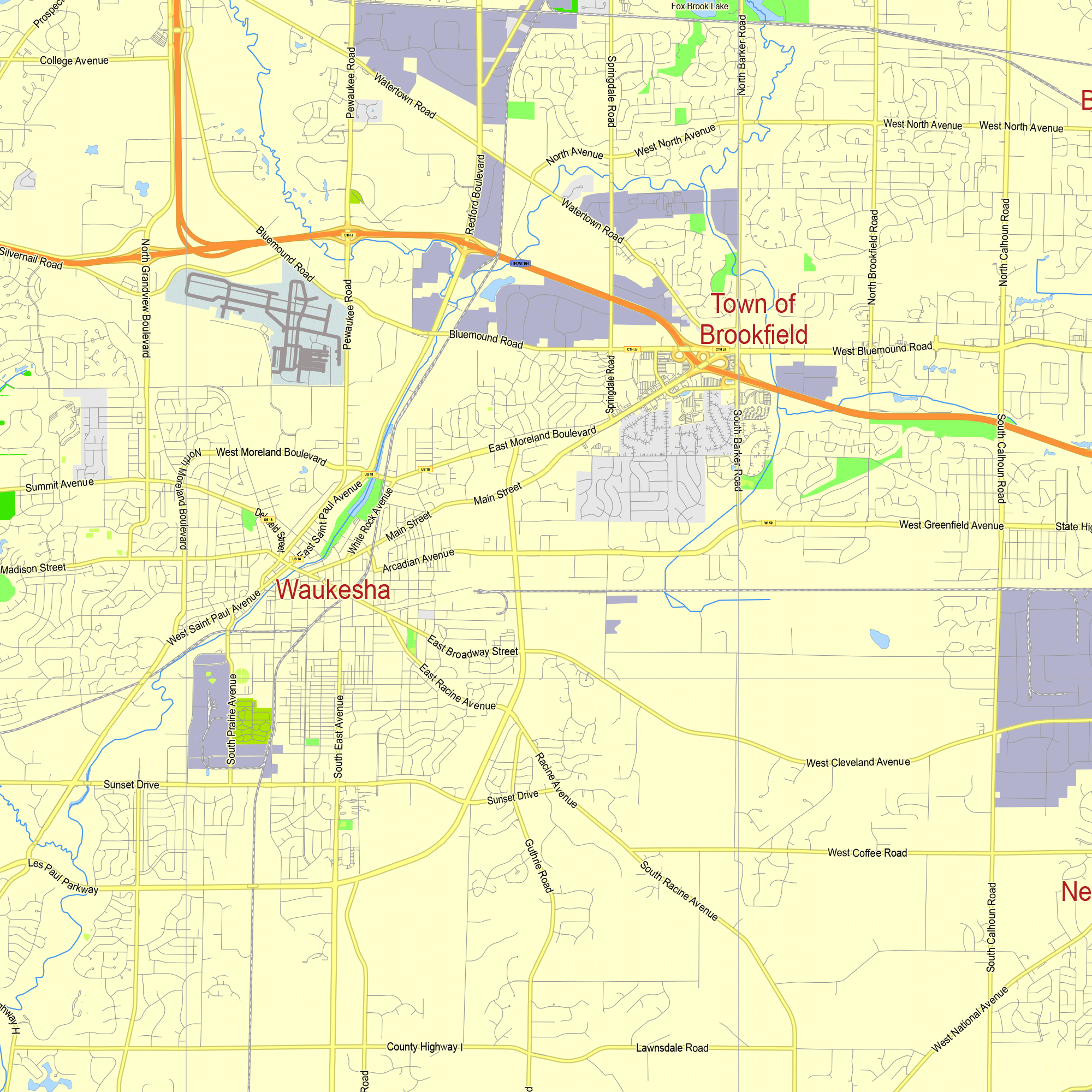 Milwaukee Wisconsin US editable layered PDF Vector Map – Maps in Vector ...