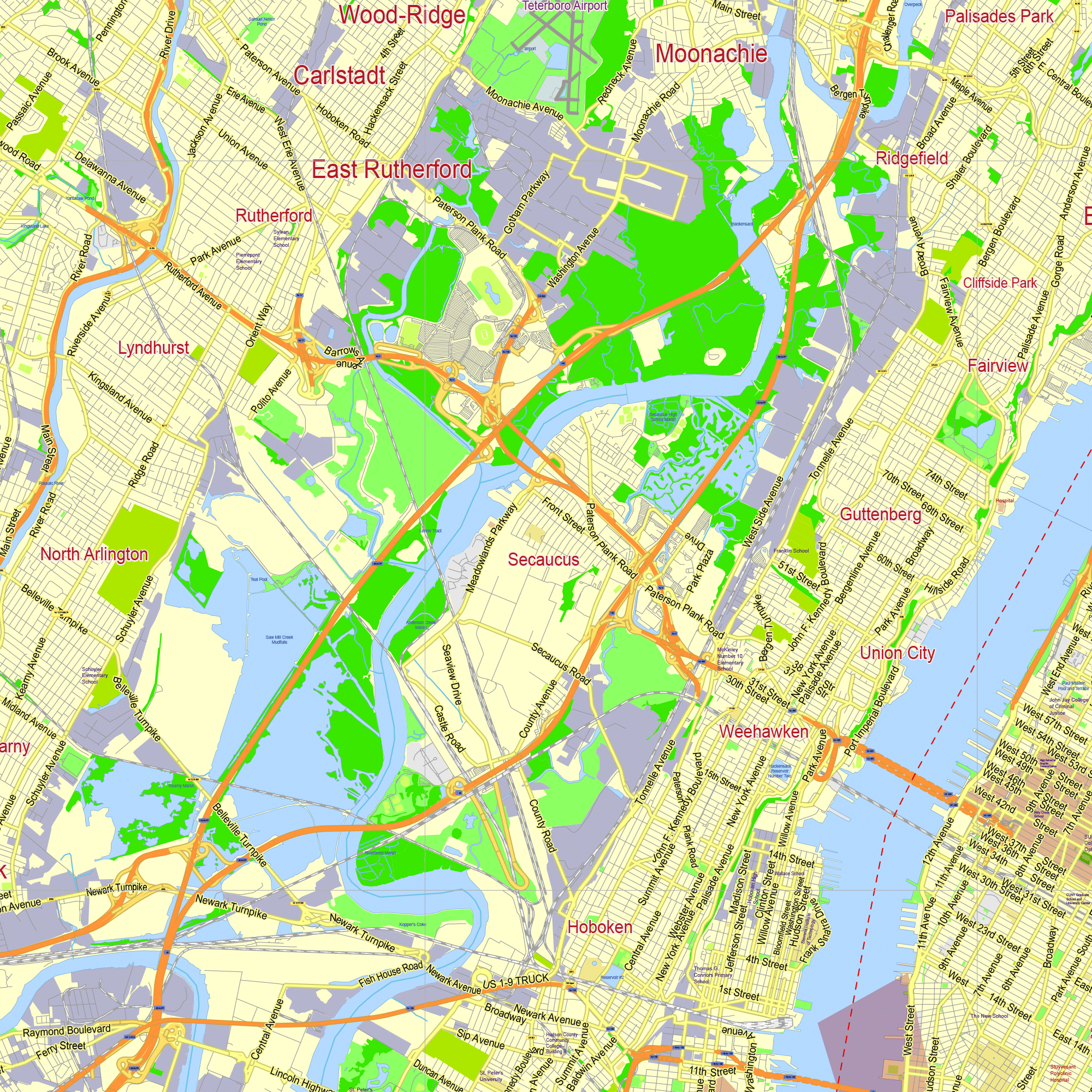 New York City US editable layered PDF Vector Map – Maps in Vector ...
