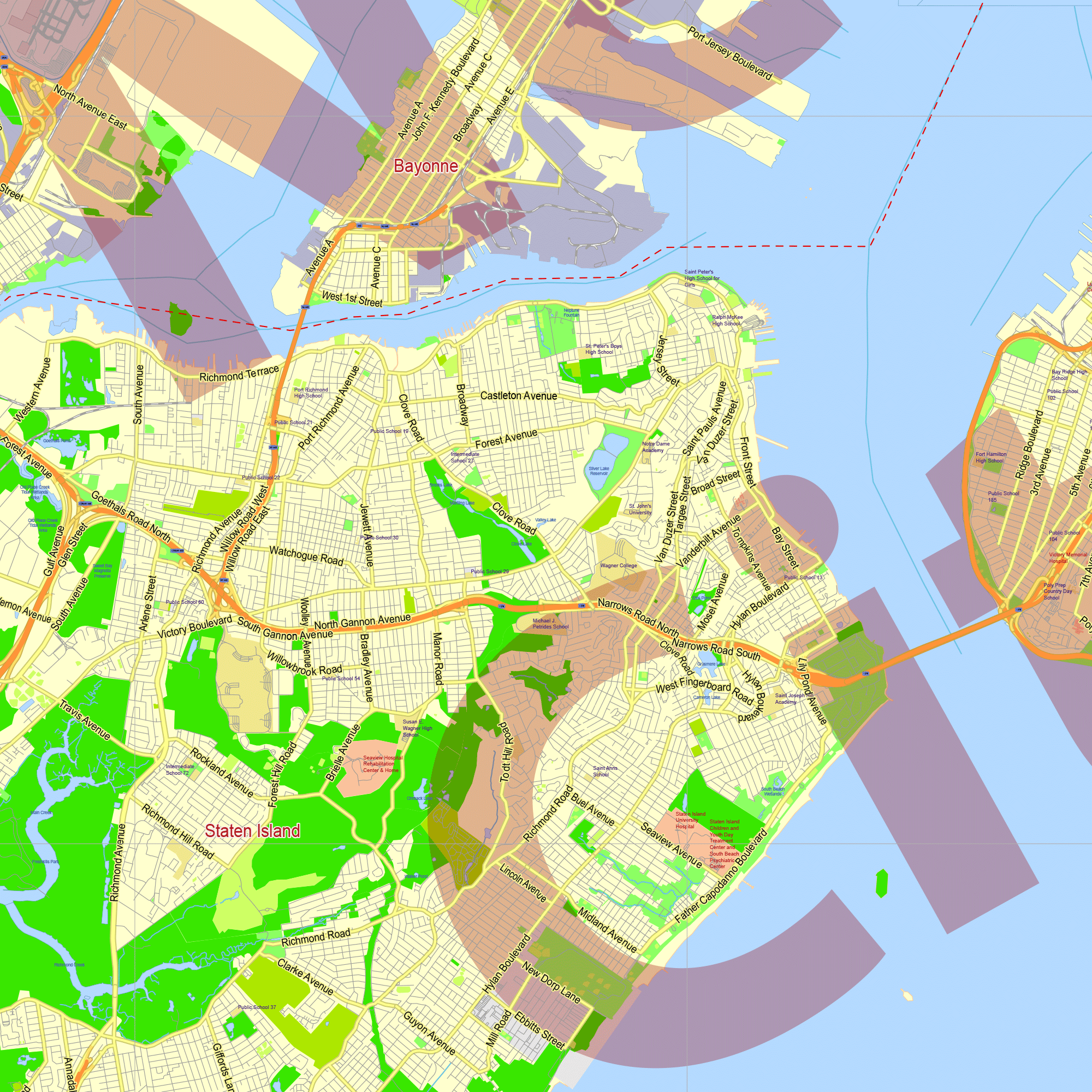 New York City US editable layered PDF Vector Map – Maps in Vector ...