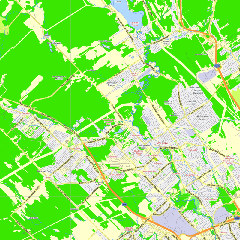 Quebec City Canada editable layered PDF Vector Map – Maps in Vector ...