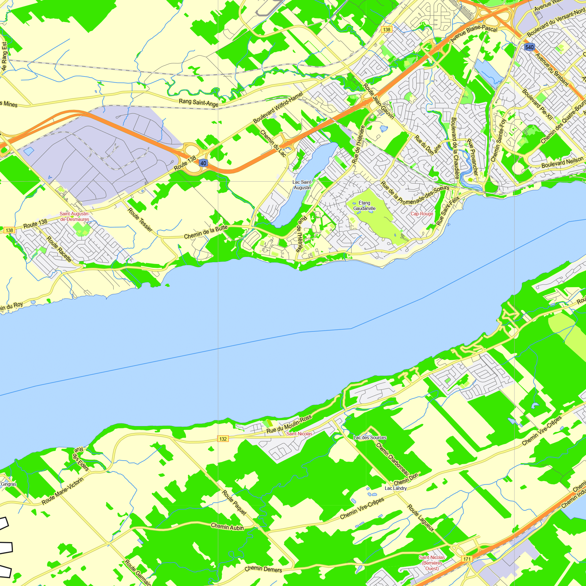 Quebec City Canada editable layered PDF Vector Map – Maps in Vector ...