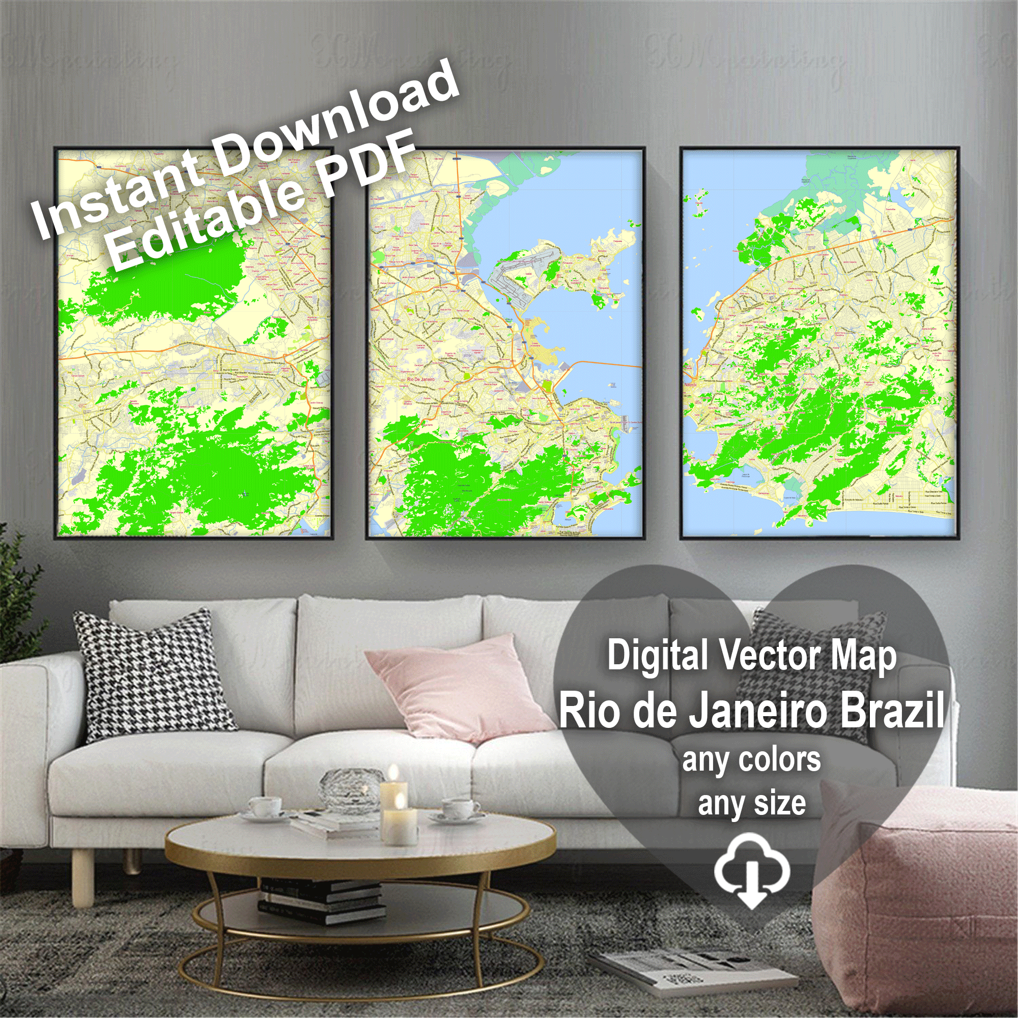 Rio De Janeiro Brazil Editable Layered Pdf Vector Map