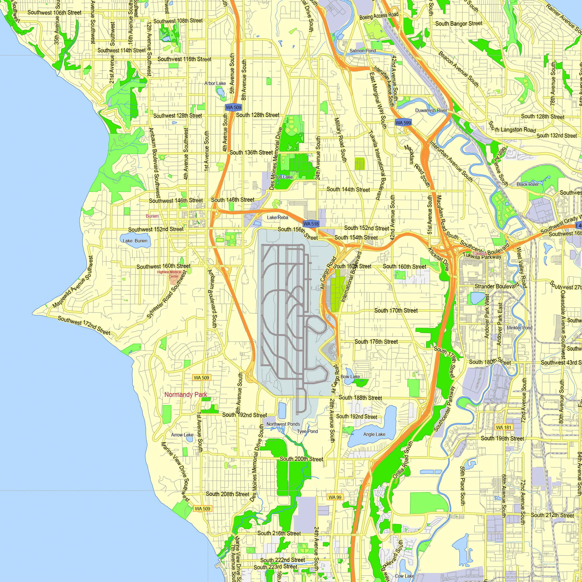 Seattle Washington US editable layered PDF Vector Map Version 22 – Maps ...