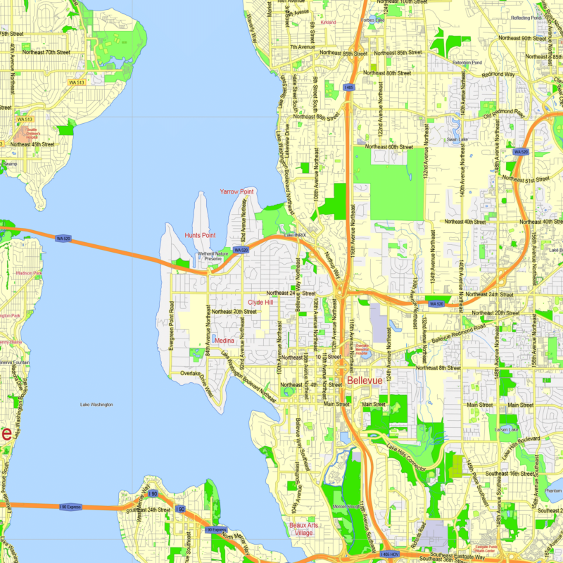 Seattle Washington US editable layered PDF Vector Map Version 22 – Maps ...