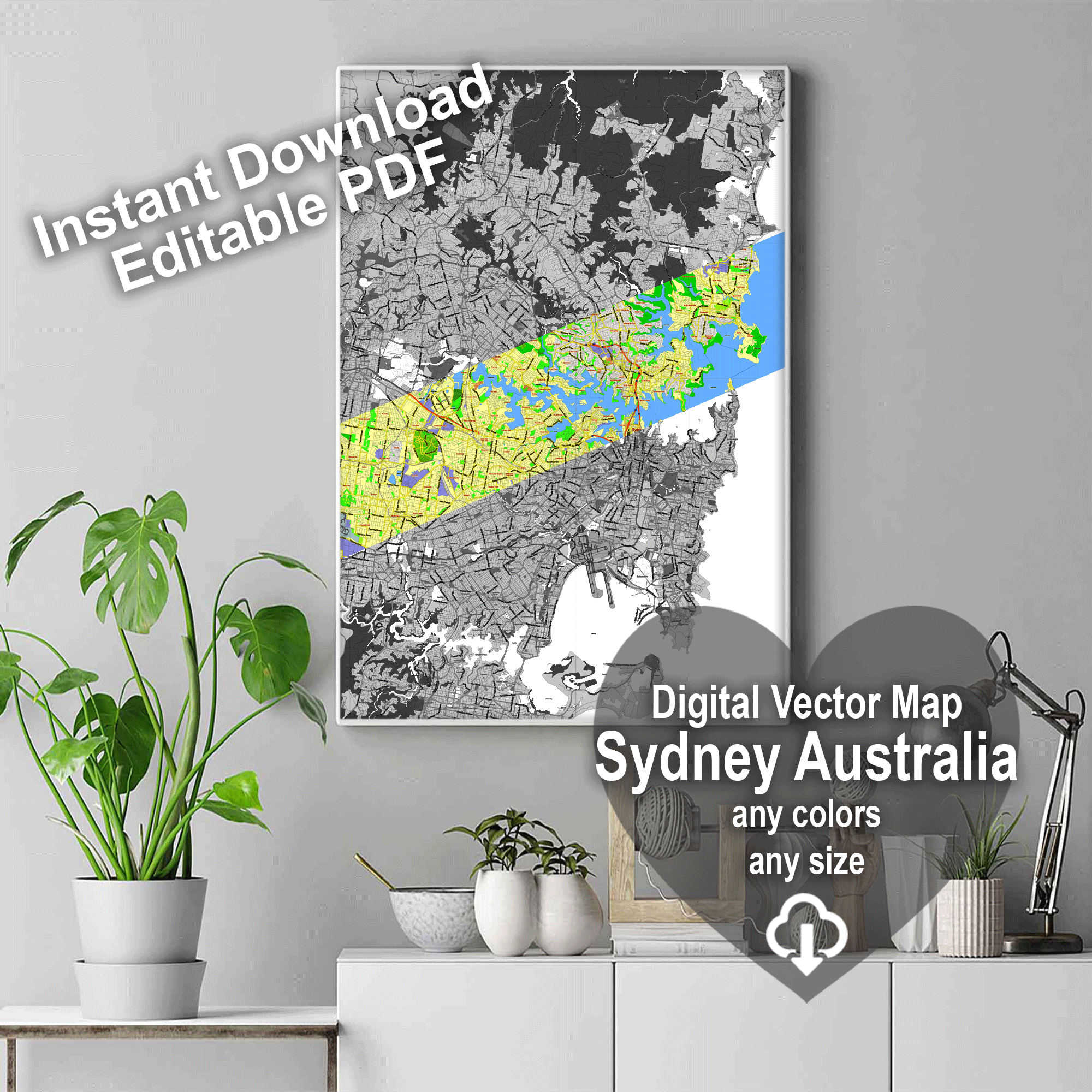 Sydney Australia editable layered PDF Vector Map Version 33 – Maps in ...