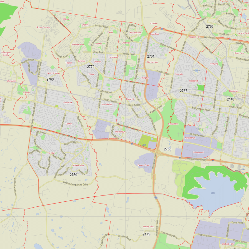 Sydney Australia editable layered PDF Vector Map Version 44 Zip-codes