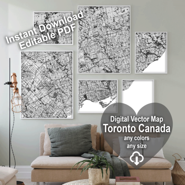 Toronto Canada editable layered PDF Vector Map – Maps in Vector ...